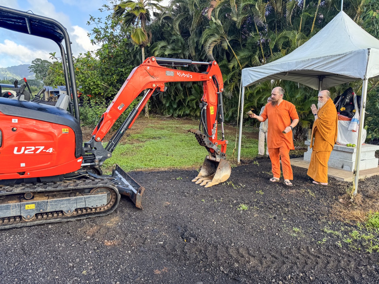 A Blessing for Our Kubota Trackhoe - Kauai's Hindu Monastery